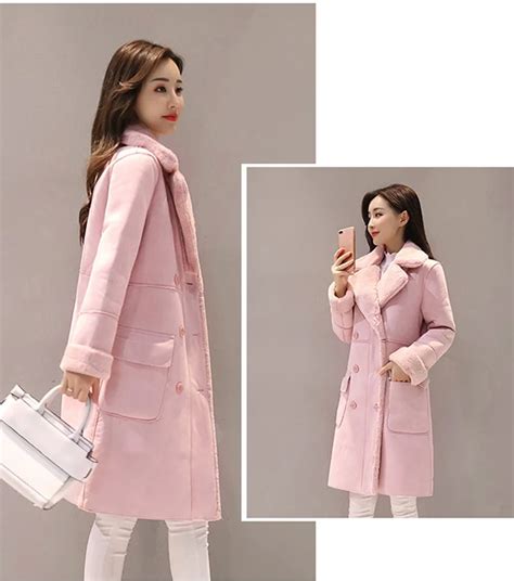 Женское замшевое меховое зимнее пальто модное плотное длинное пальто из искусственной овчины