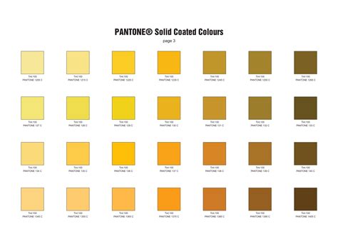 Pantone Color Chart Yellow