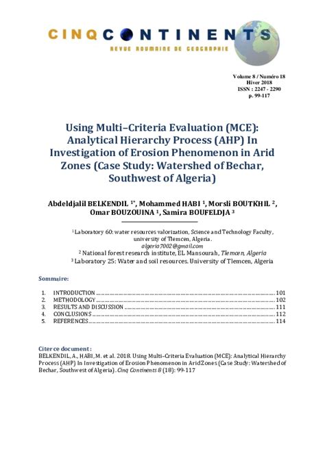 Pdf Using Multicriteria Evaluation Mce Analytical Hierarchy