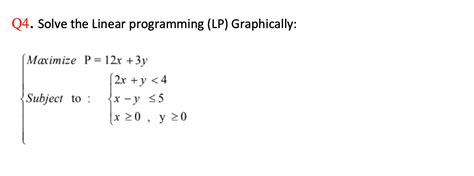 Solved Q4 ﻿solve The Linear Programming Lp ﻿graphically