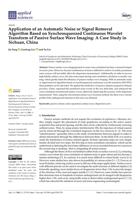 Pdf Application Of An Automatic Noise Or Signal Removal Algorithm