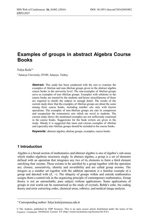 PDF Examples Of Groups In Abstract Algebra Course Books