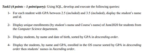 Solved Create A New Database Named Myuniversity Then Use