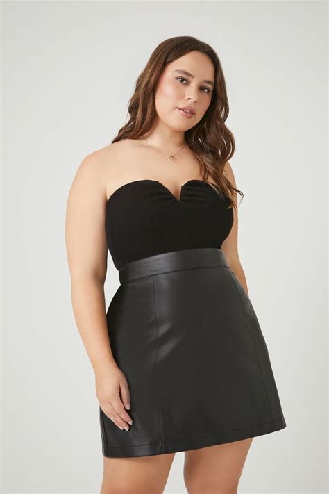 Plus Size Faux Leather Mini Skirt Forever Us