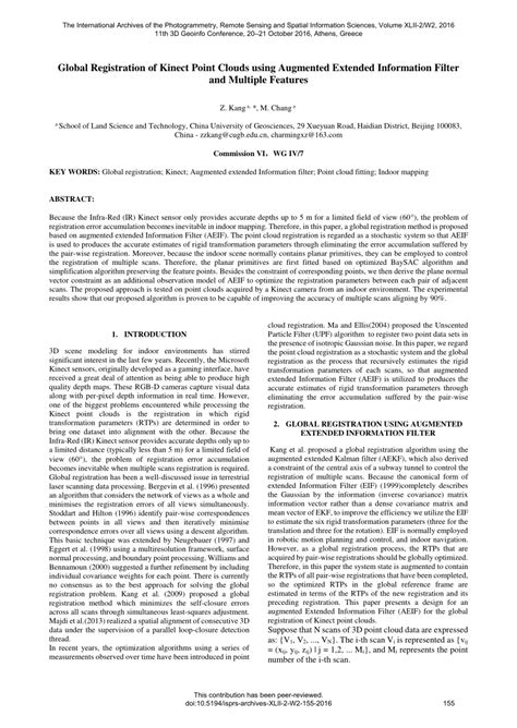 Pdf Global Registration Of Kinect Point Clouds Using Augmented