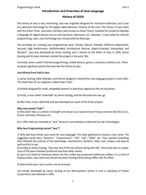 Unit 1 Introduction And Overview Of Java Language Pdf Java Virtual Machine Java