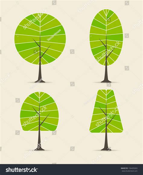 Set Trees Symbol Vector Illustration Stock Vector Royalty Free 156429263 Shutterstock