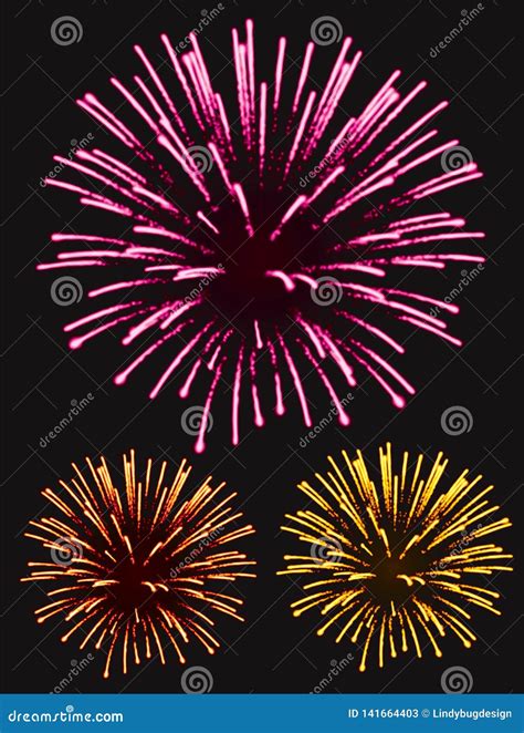 Fireworks Exploding In The Night Sky Stock Vector Illustration Of