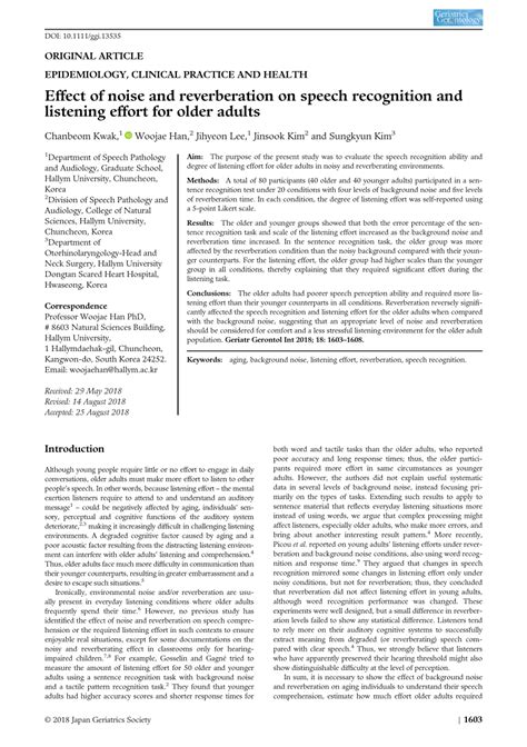 Pdf Effect Of Noise And Reverberation On Speech Recognition And