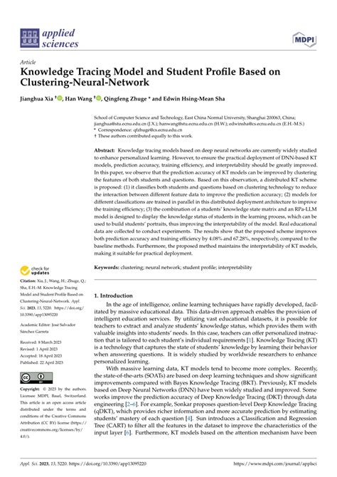 PDF Knowledge Tracing Model And Student Profile Based On Clustering Neural Network