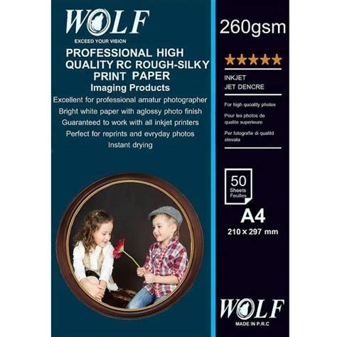 خرید و قیمت کاغذ چاپ گلاسه ولف مدل روف سیلک سایز A4 بسته 50 عددی ترب