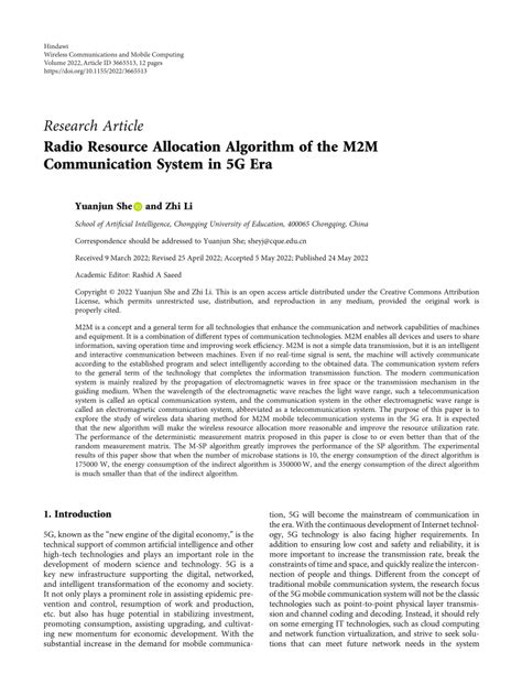 Pdf Radio Resource Allocation Algorithm Of The M2m Communication System In 5g Era