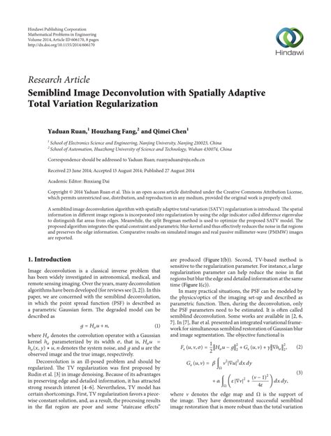 Pdf Semiblind Image Deconvolution With Spatially Adaptive Total
