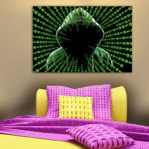 Hacker Canvas Internet Print Art Computer Science Art Anonymous Print Cyber Wall Art Matrix Code