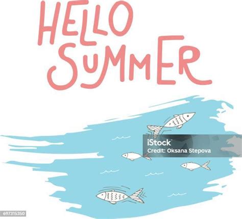안녕하세요 여름 손으로 그린 벡터 일러스트 레이 션 손으로 그려진 글자 귀여운에 대한 스톡 벡터 아트 및 기타 이미지 귀여운 낙서 드로잉 디자인 Istock