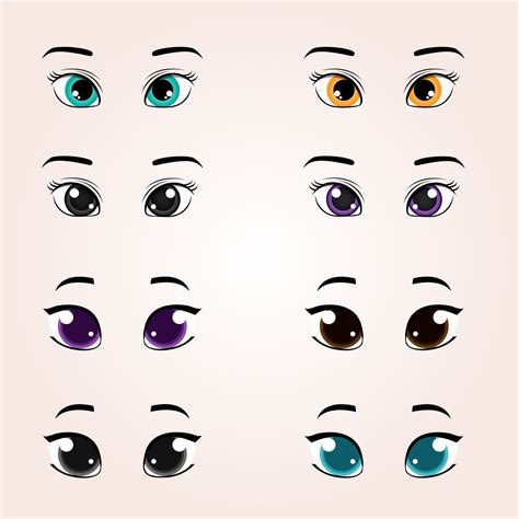 Anime Eye Colorful Cartoon Anime Eyes Set Set Of Manga Etsy UK