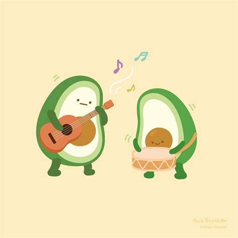 Avocadobromc 딩가딩가~~🎵🎶 즐겁게 악기연주를 하는 아보 브라더🥑 악기연주 아보브라더 음악과함께 아보카도캐릭터 아보카도 캐릭터