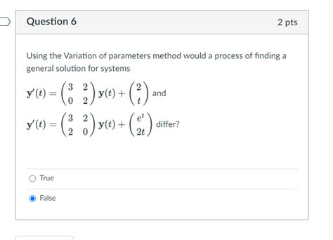 Solved D Question 6 2 Pts Using The Variation Of Parameters