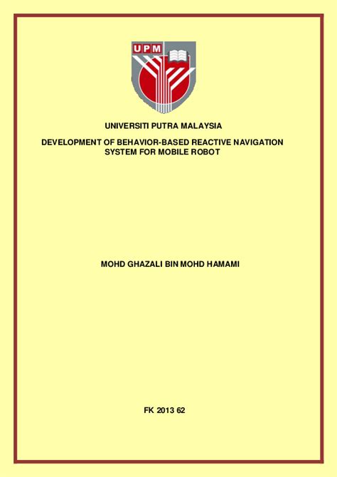 pdf development of behavior based reactive navigation system for
