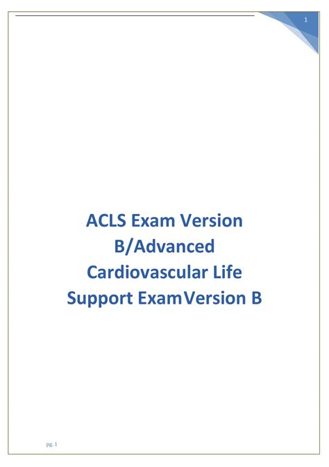 ACLS Exam Version B Advanced Cardiovascular Life Support Exam Version B