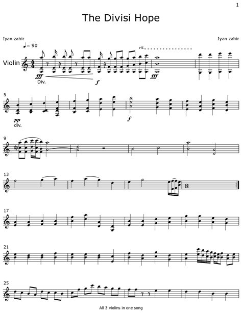 The Divisi Hope Sheet Music For Violin