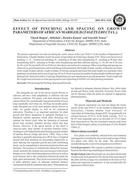 Pdf Effect Of Pinching And Spacing On Growth Parameters Of African