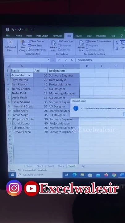 excel me duplicate data ka problem excelwalesir excel exceltricks exceltips youtube