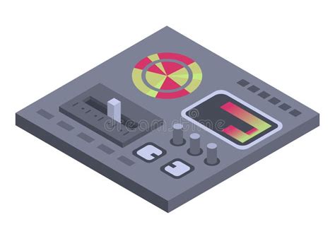 Isometric Control Panel Spaceship With Slider Controllers Buttons 3d