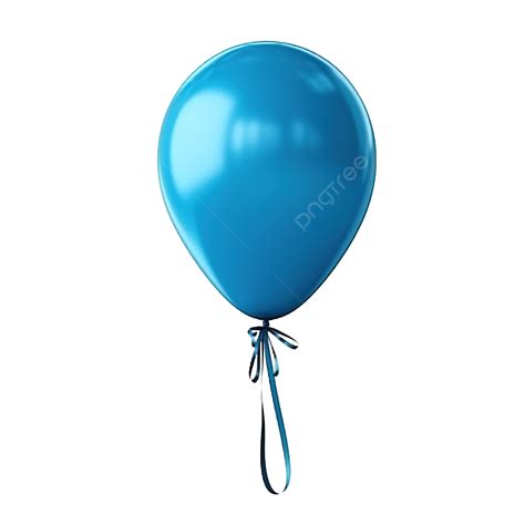 Helium Balloon In Blue Color With A Rope Isolated Background Air
