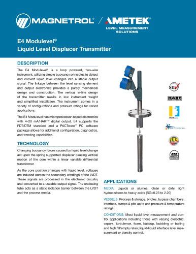Eclipse® Model 706 High Performance Guided Wave Radar Level Transmitter Magnetrol Ametek