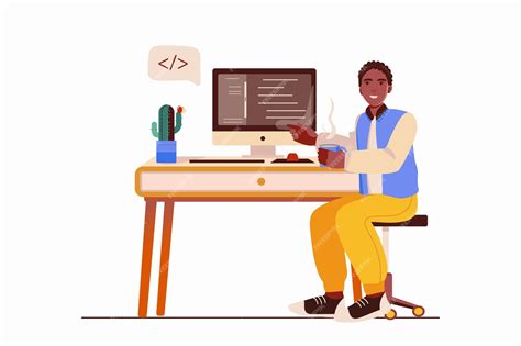 Premium Vector Programming Concept With People Scene In The Flat Cartoon Design