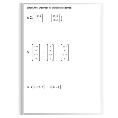 Matrices Worksheet Algebraic Expressions Problems With Basic Matrix Matrices Worksheet Algebraic Expressions Problems With Basic Matrix
