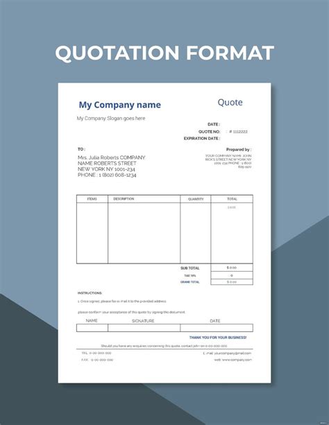 Quotation Format Template In Google Sheets Pages PDF Apple Numbers Excel Word Google Docs