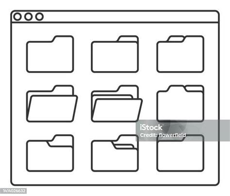 폴더 줄 아이콘이 있는 데스크톱 인터페이스 창 격리된 간단한 Ui 벡터 플랫 일러스트 레이 션 그래픽 사용자 인터페이스에 대한 스톡 벡터 아트 및 기타 이미지 Istock