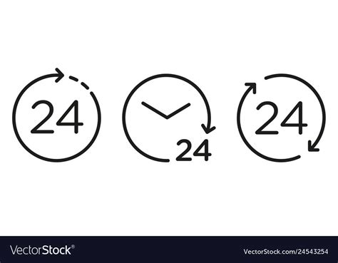 24 Hours Icons Set Royalty Free Vector Image Vectorstock