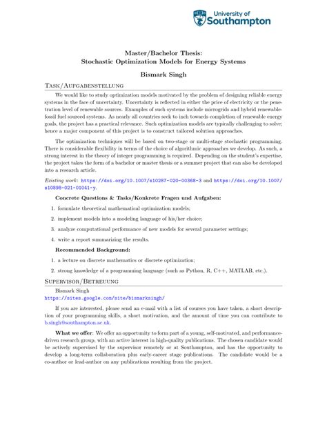 pdf thesis project proposal stochastic optimization models for