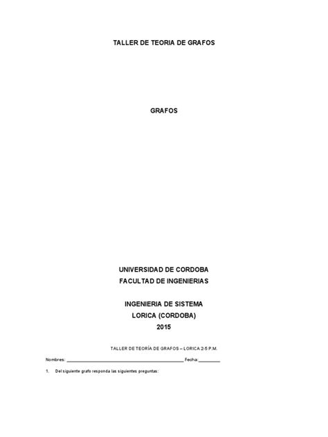 Taller De Teoria De Grafos Pdf Teoría De Grafos Vértice Teoría De Grafos