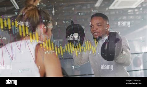 Boxing Training With Financial Data Analysis Image Over Athlete In Gym