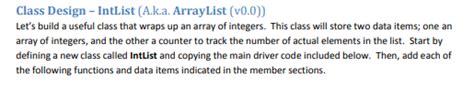 Solved Class Design Intlist Aka Arraylist V00