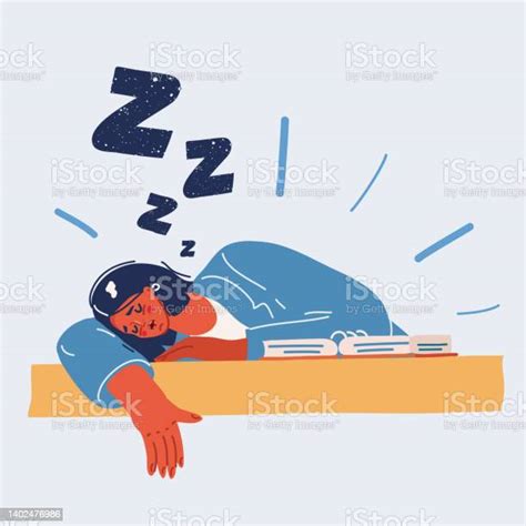 공부와 교육 Conceto의 벡터 일러스트레이션 책상에서 자고있는 학생들은 학습 강의 중 책 읽기 잠자기에 대한 스톡 벡터 아트 및 기타 이미지 Istock
