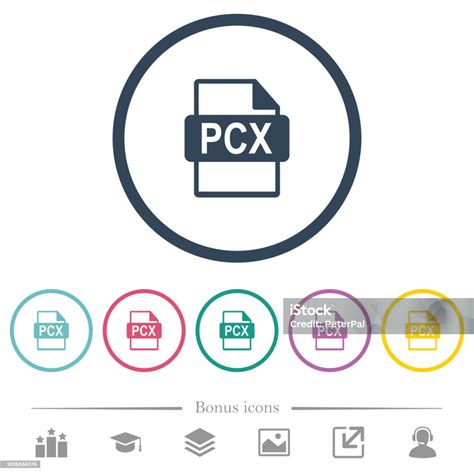 Pcx File Format Flat Color Icons In Round Outlines Stock Illustration Download Image Now