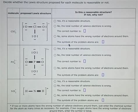 Solved Decide Whether The Lewis Structure Proposed For Each Chegg Com