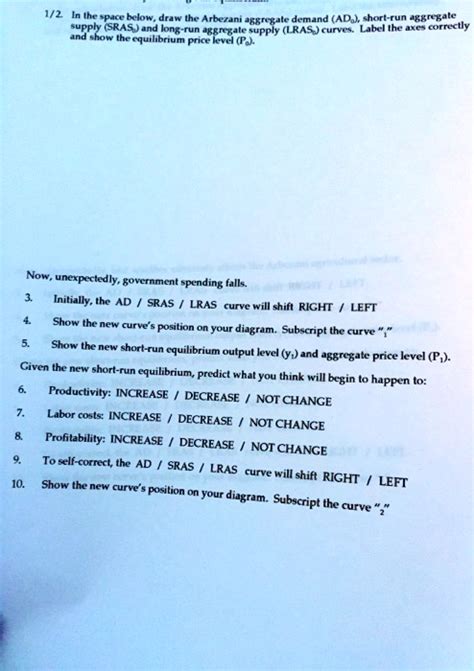 1 2 In The Space Below Draw The Arbezani Aggregate Demand Ad Short