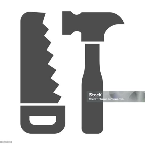 톱과 해머 솔리드 아이콘 집 수리 개념 흰색 배경에 목공 도구 표지판 모바일 개념 및 웹 디자인을위한 글리프 스타일의 손 톱과