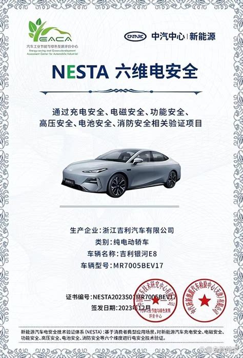 又来波大的，吉利银河e8第一个获得中汽研权威认证 车家号 发现车生活 汽车之家