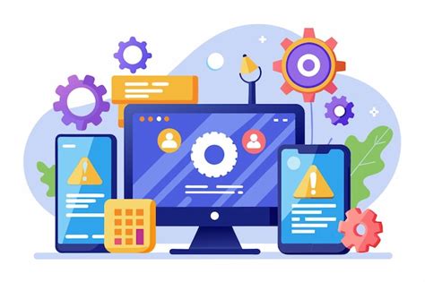 software systems maintenance errors displayed on various devices with