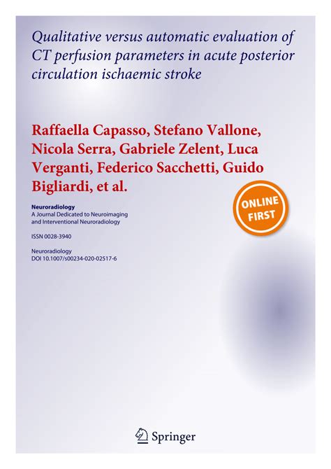 Pdf Qualitative Versus Automatic Evaluation Of Ct Perfusion Parameters In Acute Posterior