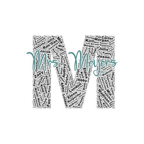 Digital Word Cloud Block Monogram Letter M Makes A Great T Add Names