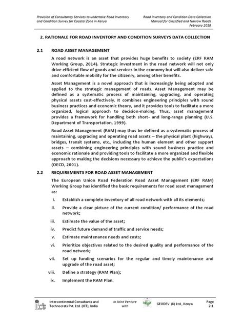 Rationale For Rics Data Collection R1 Pdf Road Asset Management