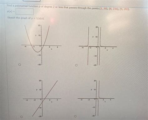 solved find a polynomial function p of degree 2 or less that